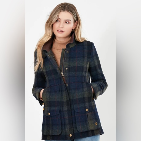 Joules | Jackets & Coats | Joules Tweed Field Coat Womens Jacket Blue ...